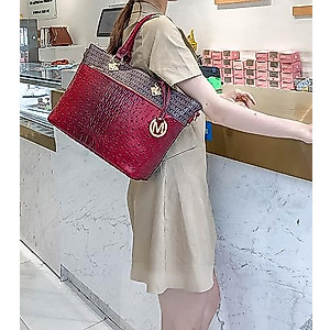 MKF Crossbody Shoulder Bag for Women – PU Leather Top Handle Pocketbook – Roomy Tote Satchel Handbag Purse M Charm Beige