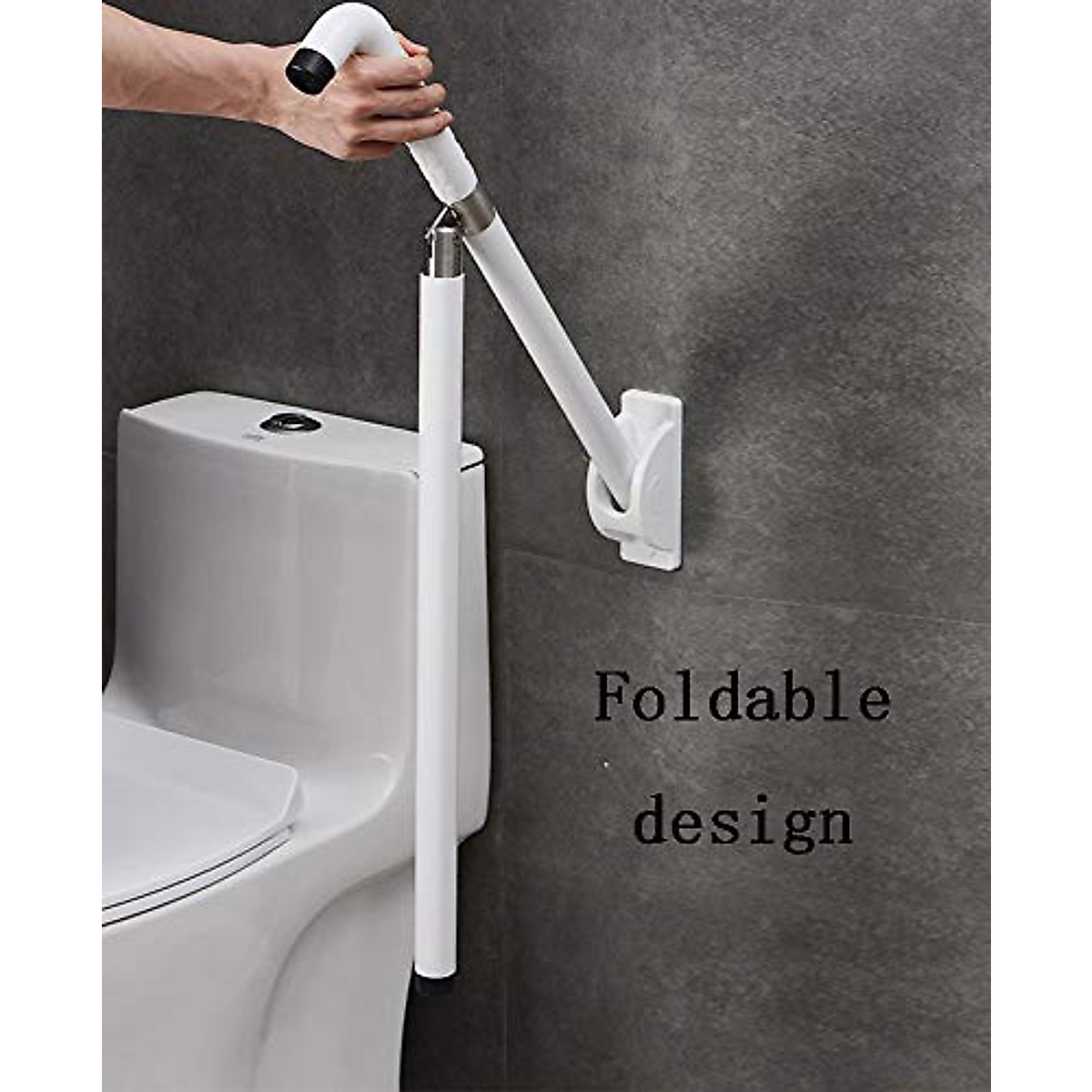 CRODY Folding Handicap Grab Bars Rails Toilet Handrails, Portable Grab Bars for Toilet,T-Swall Mount Nylon Grab Rails,Stainless Steel Towel Rack,Shower Safety Anti-Slip Handle Bathroom Handrails Frame