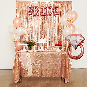 66 Piece Rose Gold Mega Bachelorette Party Decorations Kit, Fun Bridal Shower Decorations Pack, Bride to Be Sash, Rose Gold Cups, Veil, Bride & Ring Balloons, Premium Bridal Decorations for Shower