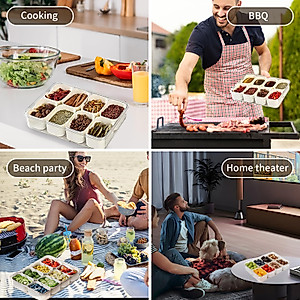 KVOOISD Divided Serving Tray with Lid and Handle, Clear Plastic Snackle Box Charcuterie Container 8 Compartments, Reusable Veggie Tray Fruit Tray,Large Snack Platter for Party Refrigerator Storage