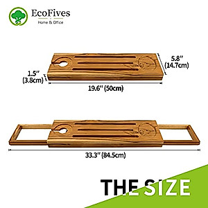 EcoFives Teak Bathtub Tray Caddy - Expandable Bath Tray - Adjustable Organizer Tray for Bathroom - Luxury Bath Caddy Tub Table, Bathtub Accessories & Bathroom Gadgets