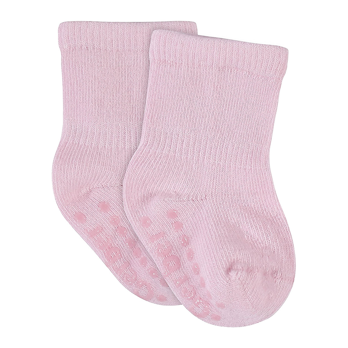 Gerber Kids' 8-Pack Wiggle-Proof Jersey Crew Socks, Light Pink, 0-6 Months