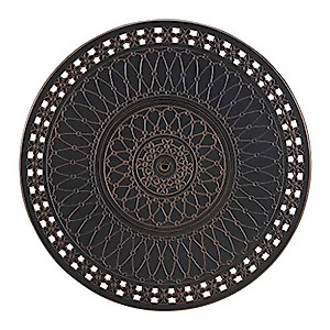 Fire Sense 63691 Columbia Floral Aluminum Convertible Gas Fire Pit Table 37,000 BTU Multi-Functional Outdoor with Fire Bowl Lid, Nylon Weather Cover & Clear Fire Glass - Bronze Finish - Round - 33"