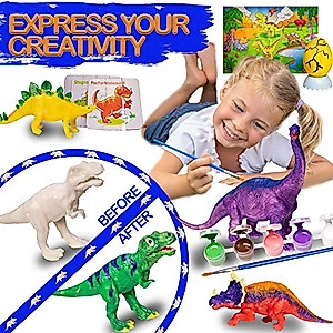 flashbluer Kids Arts and Crafts Painting Kit Dinosaur Toys Kids Art Supplies-Create Your Dino World Painting Toys Christmas Birthday Gifts for 3-12 Years Old Boys and Girls