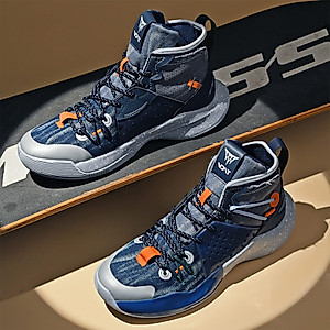 Dilchasp Men's High Top Basketball Shoes Fashion Running Sneakers Non Slip Training Athletic Shoes Navy Size 7