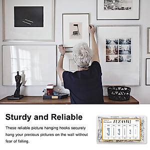 117Pcs Picture Hangers, 3 Size Picture Hooks Including 30/50/100lbs, Picture Hanging Kit, Professional Plaster Picture Hanging Kit for Wooden Wall or Drywall(50 Hangers+ 67 Nails)