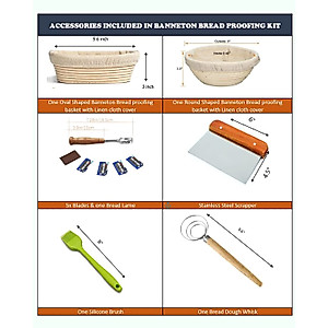 5Rivers Banneton Bread Proofing Basket - Sourdough Proofing Basket - Banneton Proofing Basket Set Of 2 - Bread Making Tools And Supplies - Proofing Baskets For Sourdough Bread Baking - Bread Making