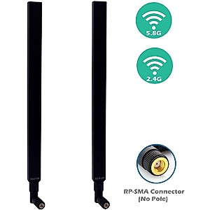 TECHTOO WiFi Antenna Dual Band 9 dBi 2.4/5.8GHz for Router AP - Security IP Camera - USB Card Adapter - PCI PCIe Cards - Range Extender - PC Desktop - Drone - PS4 Build (2.4/5.8GHz RP-SMA 2-Pack)