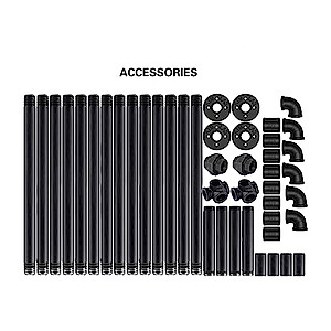 Mdjwjj Industrial Pipe Clothing Rack Free Standing,Vintage Commercial Grade Pipe Garment Racks with 4 Stable Feet for Hanging Clothes Retail Display,Black