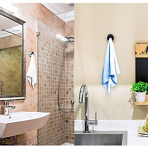 Eiqer 4 Pack Kitchen Towel Holder, Self Adhesive Wall Dish Towel Hook, Round Wall Mount Towel Holder for Bathroom, Kitchen and Home, Wall, Cabinet, Garage, No Drilling Required