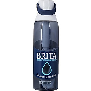 Brita Hard-Sided Plastic Premium Filtering Water Bottle, BPA-Free, Reusable, Replaces 300 Plastic Water Bottles, Filter Lasts 2 Months or 40 Gallons, Includes 1 Filter, Night Sky - 26 oz.