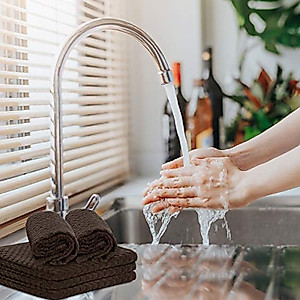 TALVANIA Dishcloths for Kitchen Cotton Terry Dish Cloths 12 Pack Soft and Absorbent Cleaning Dish Rag 12” X 12” Small Dish Towels (Brown)