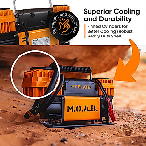 EZ FLATE M.O.A.B. Dual Air Compressor for 4x4 Offroad Vehicles, Fast Inflation, 12V Power, Easy to Use, Storage Bag