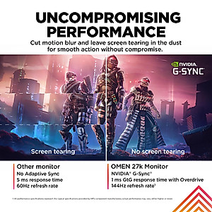 HP OMEN 27k UHD 144Hz Gaming Monitor, 4K UHD Display (3840 x 2160), IPS Panel, 99% sRGB, 95% DCI-P3, 16:9, OMEN Gaming Hub, 27k (2023),black