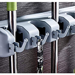 KK5 Broom Holder Rack & Garden Tool Organizer Rake or Mop Handles, Wall Mounted Commercial Organizer Saving Space Storage Rack for Kitchen Garden and Garage