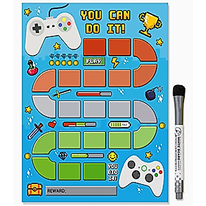 Video Game Magnetic Dry Erase Chore Chart for Kids, Video Game Task Reward Chore Behavior Chart -Magnetic Chore Chart for Kids Multiple Kids- Good Behavior Chart for Kids at Home 8 x 10 inch