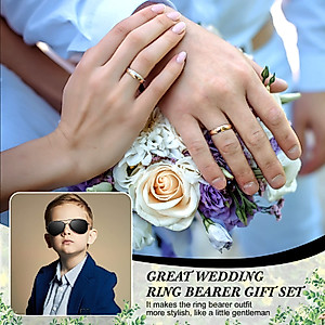 Mepase 4 Pcs Ring Wedding Bearer Gifts Include Groomsmen Proposal Box, Sunglasses, Tie and Tumbler, Groomsmen Proposal Gift for Ring Kids Boys Bearer Security Bridesmaids Costume Outfit Accessories