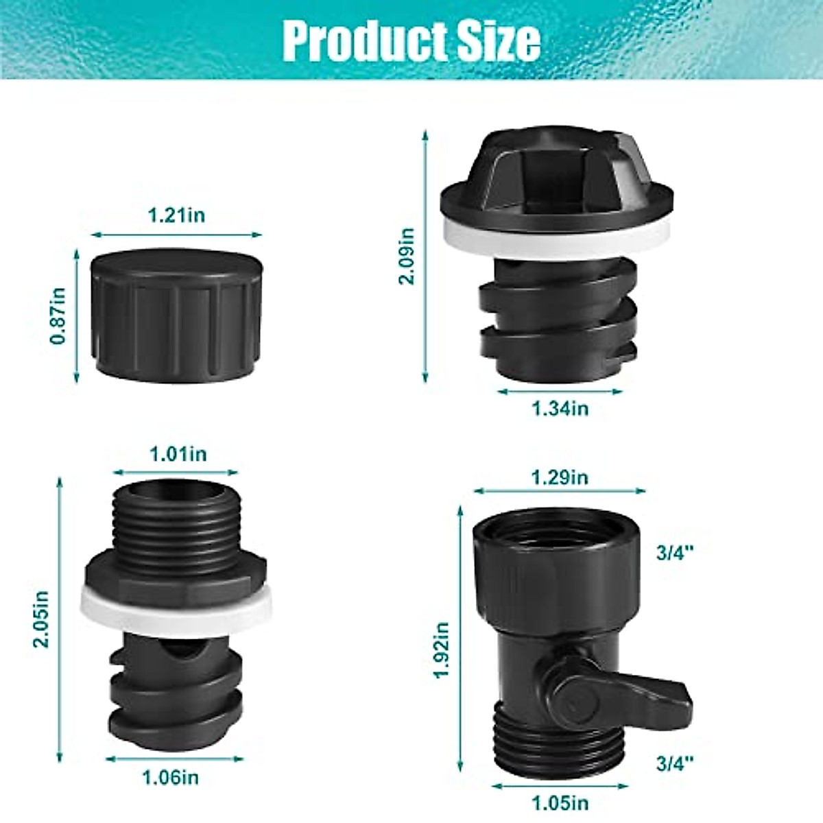 WADEO Cooler Drain Plug Hose Connection, Replacement Drain Plug with Garden Hose Shut Off Valve for YETI Cooler, YETI Tundra Cooler, Roadie Cooler, Tank Cooler and RTIC 20QT, 45QT, 65QT Cooler