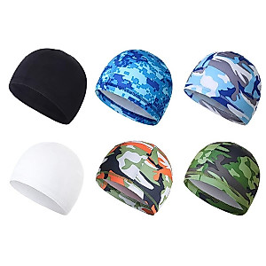 Snadulor 6 Pieces Cooling Skull Cap Helmet Liner for Men Women - Motorcycle,Football Head Beanie & Hard Hat Liner - Sweat Wicking Skullcap(Random Color) Multi-Colored