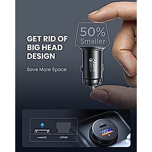 54W USB C Car Charger Fast Charge, AINOPE Super Fast Cigarette Lighter USB Charger Adapter Dual Port PD&QC 3.0 Car Charger USB Fast Charging Compatible with iPhone 14 13 Samsung Galaxy iPad