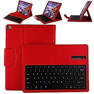 Lrufodya Keyboard Case for iPad Pro 12.9 Wireless Detachable Keyboard, Separable PU Leather Case Cover Magnetically Keyboard for iPad Pro 12.9 (for iPad 12.9(2015/2017), Red)
