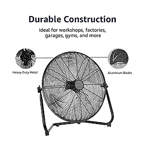 AmazonCommercial HVF20-SP Industrial Fan, 20", Black