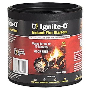 Ignite-O Instant Fire Starters - 50 Packets of Easy Lighting Fire Starter - Ideal for Campfires, Charcoal Grills, Fireplaces, and Woodstoves - Odorless, Fast Ignition