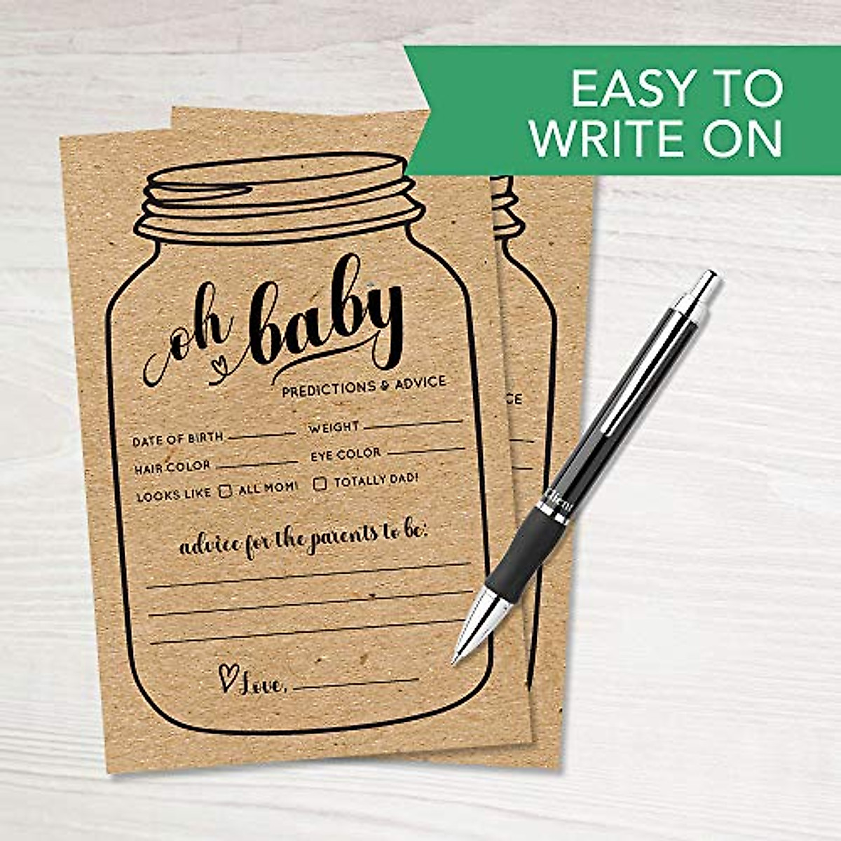 30 Pack Baby Shower Advice Cards- Kraft Advice and Prediction Cards for Gender Neutral Baby Shower Games