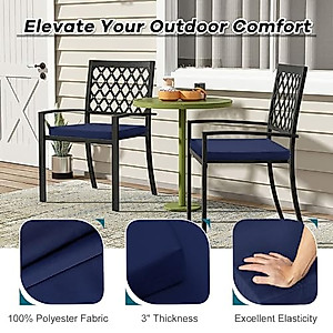Basic Beyond Outdoor Chair Cushions for Patio Furniture, Waterproof Outdoor Cushions, Square Corner Patio Chair Cushions Set of 4 with Ties, 18.5"x16"x3", Navy