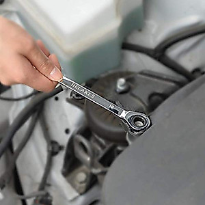 HELAKLS 10-Piece 1/4-3/4 Inch Ratchet Wrench Set Chrome Vanadium Steel SAE Combination Box Open Ended Standard Kit Tool for Mechanic with Portable Suspended Canvas Bag