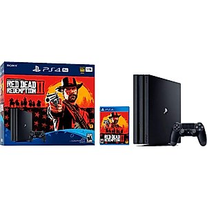 New Sony PlayStation 4 Pro 1TB Red Dead Redemption 2 Console Bundle with HDR Technology for 4K TV Gaming - Jet Black
