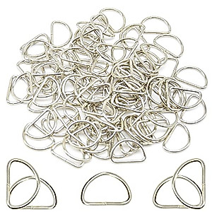 Hocansen 100 Pieces D Rings 15mm Metal D Ring Buckle Clips Sewing Accessories for Hand DIY Hardware Bags （15mm/D）