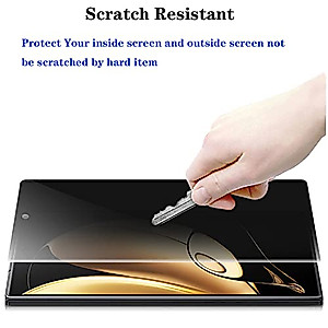 BYIUIHS 2+1 Pack Privacy Screen Protector for Samsung Galaxy Z Fold 5, Anti-peep 1PCS Outside +1PCS Inside Soft Film+1PCS Clear Lens Protector Smooth