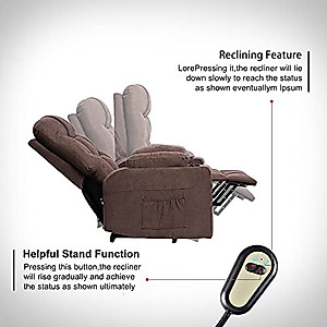 Living Room Power Lift Massage Recliner Chair for Elderly Heated Ergonomic Lounge Fabric Vibratory Massage Chair with Cup Holders/Heating/Remote Control