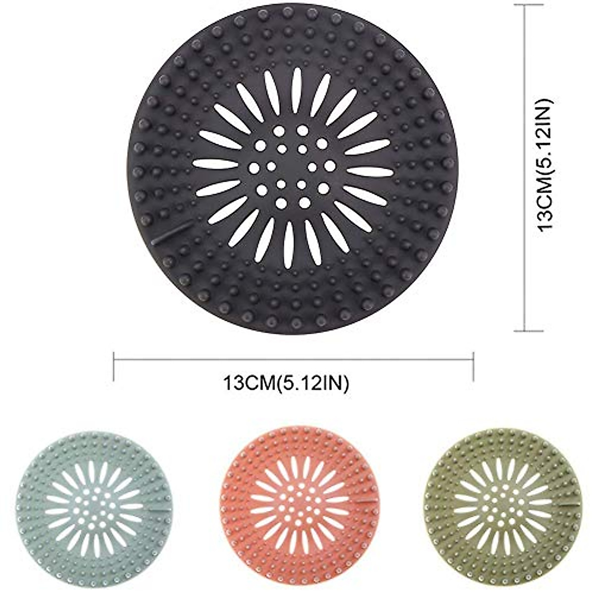 KongNai Hair Catcher Shower Drain Cover, 4 Pack Hair Stopper Drain Protector for Bathroom Bathtub and Kitchen, Reusable Rubber Sink Strainer