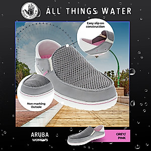 Body Glove Womens Boat Shoes, Aruba Water Shoes, Women's Water Shoes, Fishing Shoes, Casual Shoes, Womens Mesh and Canvas Slip on Shoes Grey/Pink