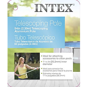 INTEX 29054E 94in Telescoping Aluminum Pole For Above Ground Pool Maintenance
