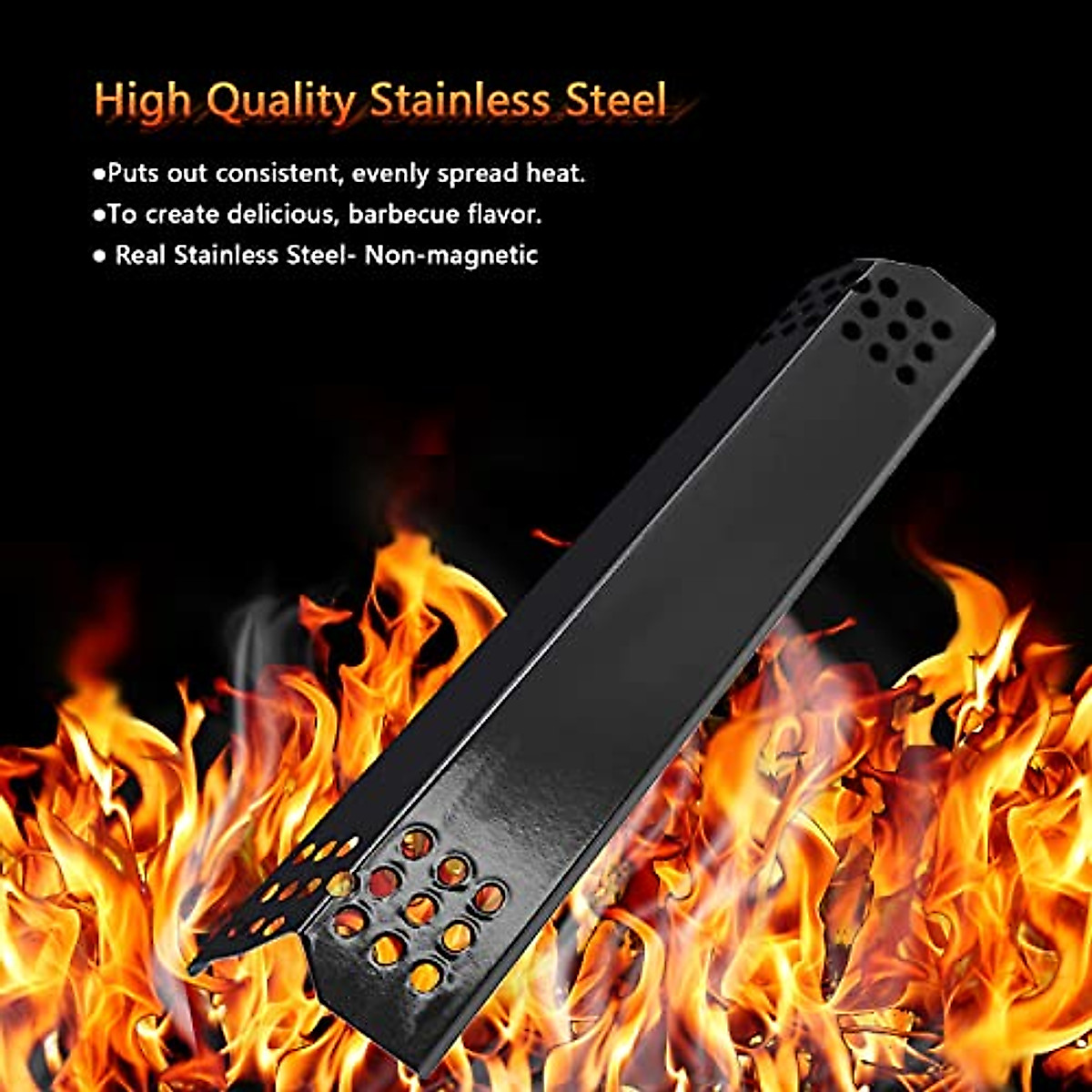 Hisencn Grill Replacement Parts for Nexgrill 720-0697, for Grill Master 720-0697, for Sunbeam 720-0697 Grill Burners Tube, Porcelain Steel Heat Plates, Temp Gauge/Heat Indicator 22551, 4-Pack