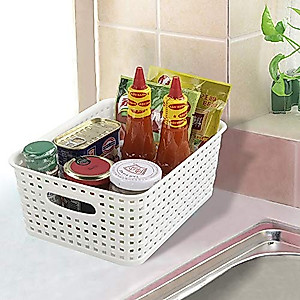 NICESH 6-Pack White Plastic Small Storage Baskets, 10" x 7.7" x 4"