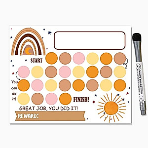 Boho Rainbow Chore Chart for Kids，Boho Sunshine Magnetic Reward Chart for Kids Behavior, Good Responsibility Chart, Chore Chart for One Child - 8 x 10 inch