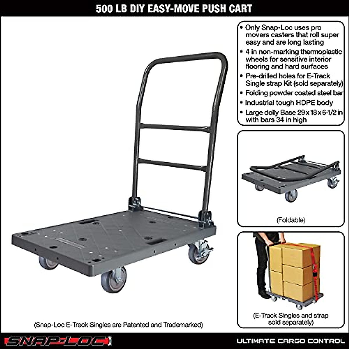 500 lb DIY Easy-Move Push Cart Platform Truck