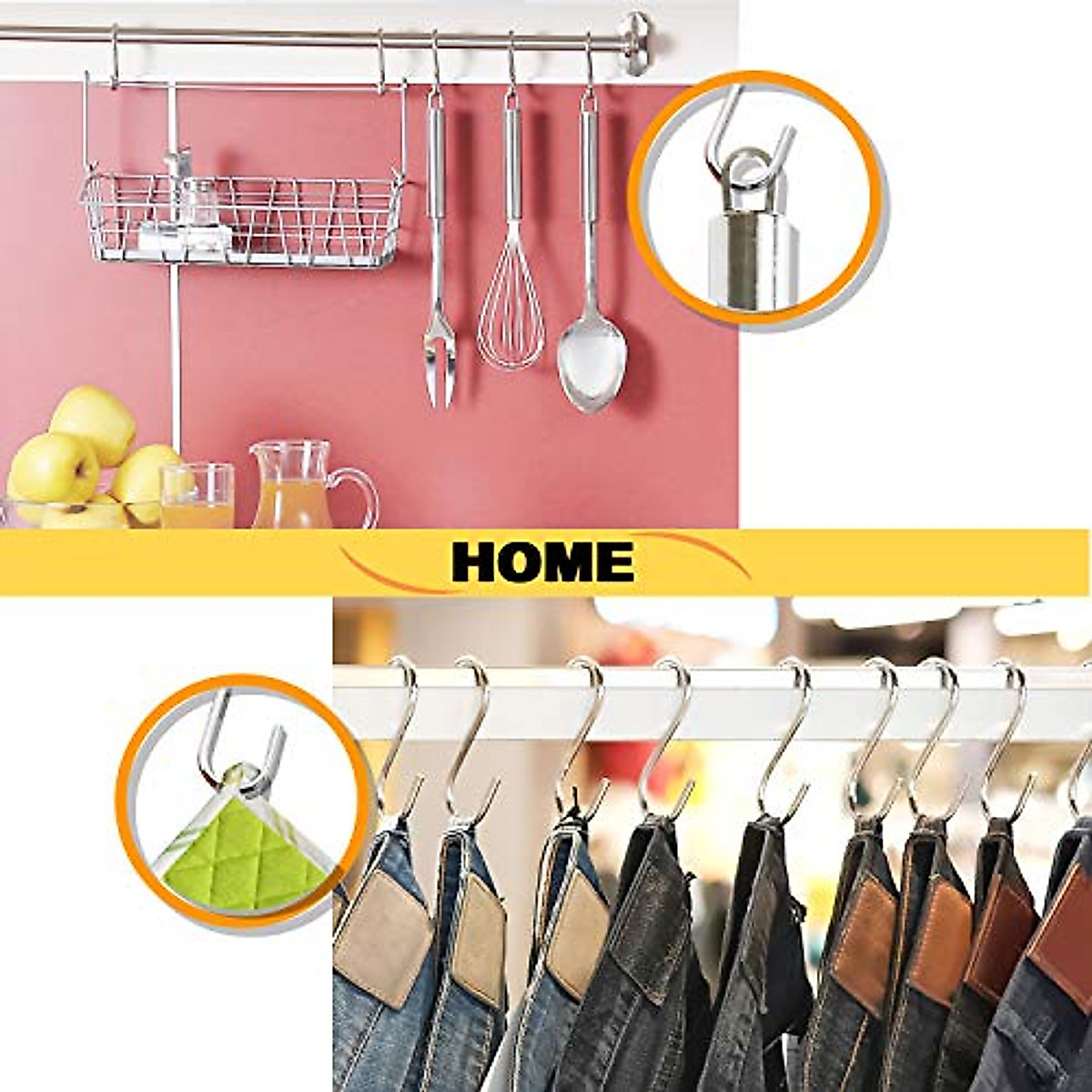 Wellmax 101pc S Hooks for Hanging, Heavy Duty S Shaped Hooks, Combination Assortment Metal S Hook Set for Hanging Plants, Closet, Kitchen, Pot Rack, and pots and Pans