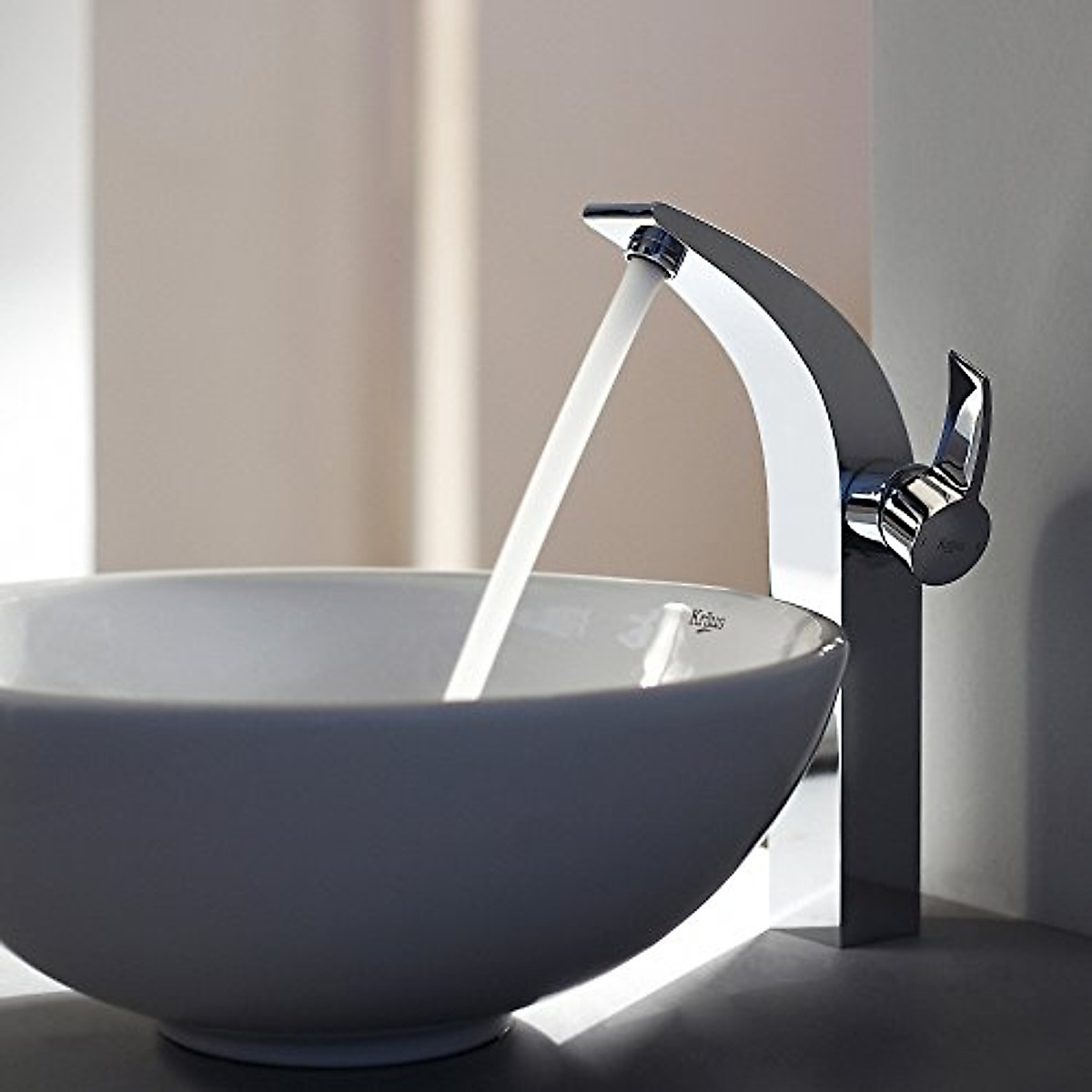 Kraus KCV-141 White Round Ceramic Bathroom Sink 15.7 Inch