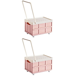 DOITOOL 2pcs Collapsible Milk Crates Stackable Utility Crates Stackable Crates Moving Bins with Lids Utility Cart Outdoor Toys Foldable Crate Shopping Plastic Folding Basket Camping