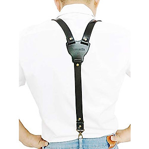 Rowmanlin Mens Suspenders with Snap Hooks on Belt Loops Genuine Cowhide Leather Adjustable Tuxedo Wedding for Gifts