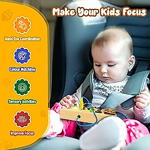 Montessori Toddler Busy Board, Baby Wooden Busy Board with 8 LED Light switches, Sensory Toys Light Switch Toys Travel Toys for 1+ Year Old Baby and Toddler