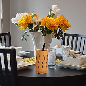 Hemoton KItchen Utensil Holder Caddy Bamboo Kitchen Tool Holder Chopsticks Storage Barrel Spoon Fork Holder Cutlery Tableware Storage Container Organizer