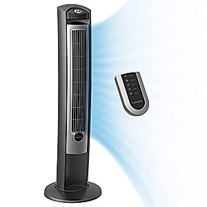 Lasko 1885 18" Cyclone Pedestal Fan with Remote Control, 18 inches White & Portable Electric 42" Oscillating Tower Fan with Nighttime Setting, Timer and Remote Control, Silver T42951