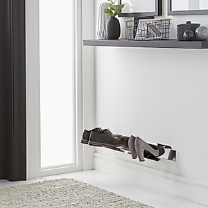 j-me Horizontal Shoe Rack – Wall Mounted Shoe Rack Organizer Keeps Shoes, Boots, Sneakers & Heels Off The Floor. A Modern Shoe Organizer For Your Entryway or Closet. (Stainless Steel - 28 inches)