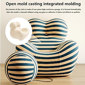 ESRADA Upholstered Lazy Chair with Ottoman Accent Sofa Chair Single Sofa Chair,Integrated High Resilience Sponge Lazy Sofa Chair,Massage Deep Buttons cyan-30 * 28inch